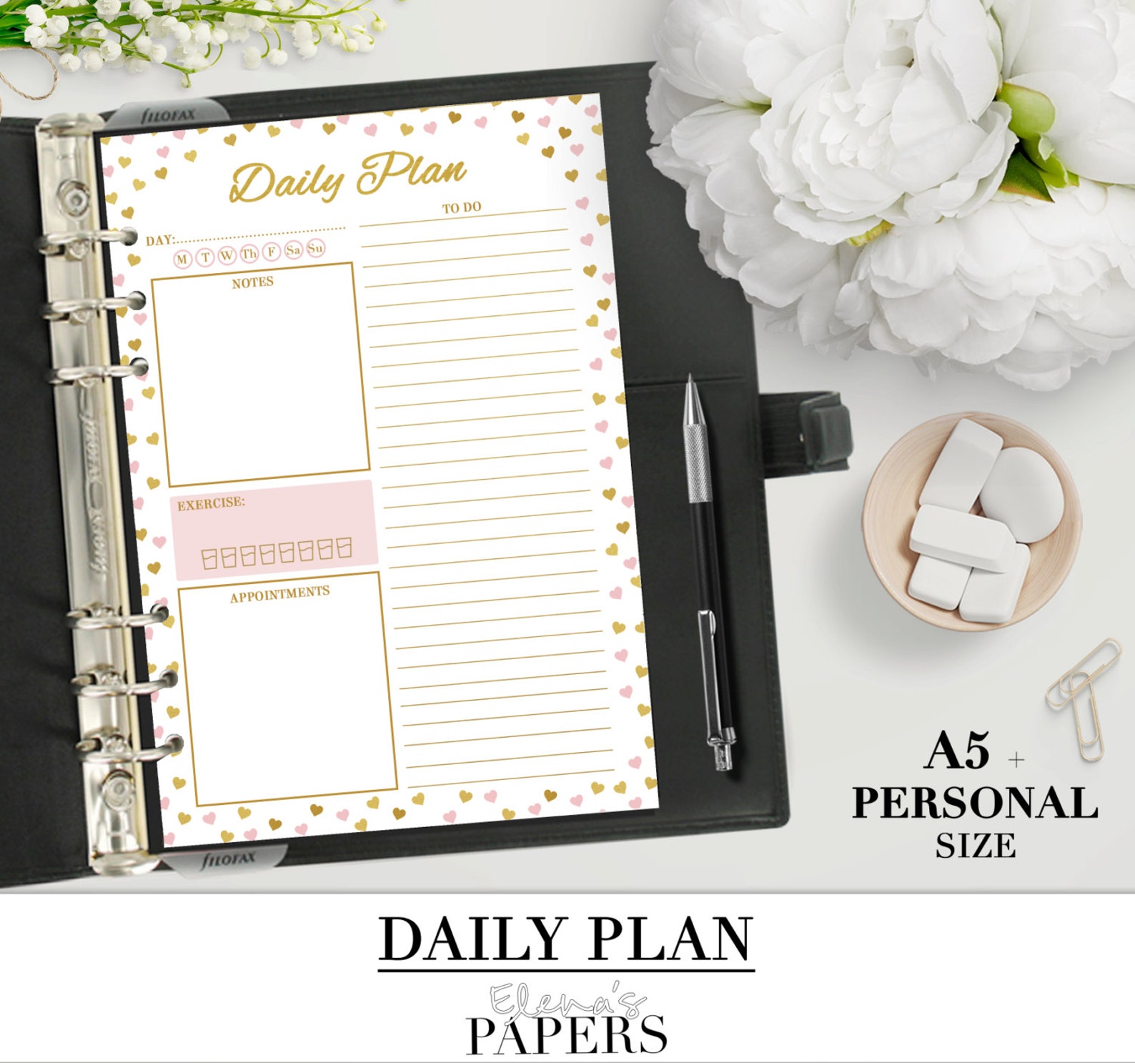 Printable DAILY PLAN Insert for Your Personal and A5 Planner - Etsy