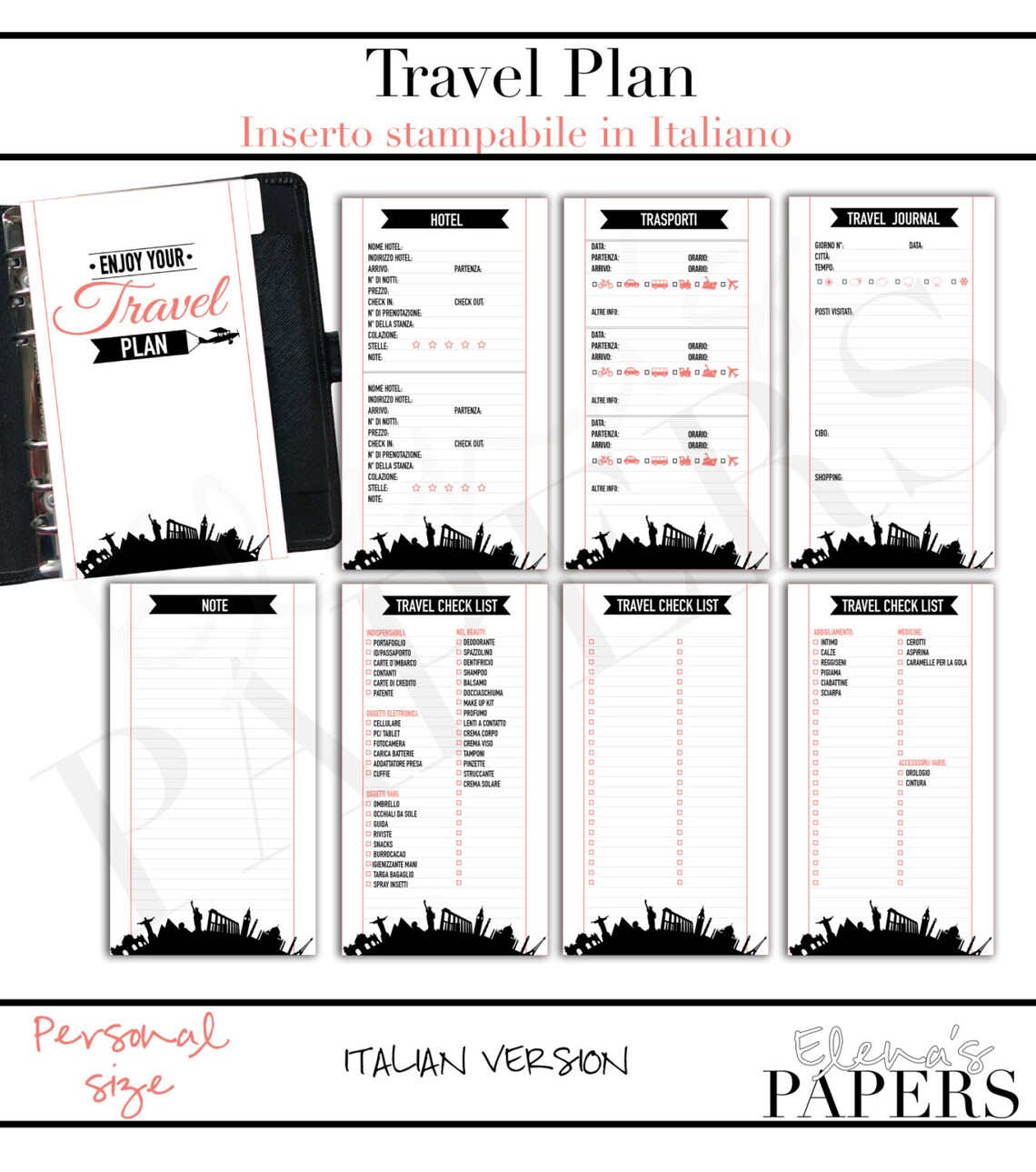 TRAVEL PLAN in Italiano_personal - Etsy