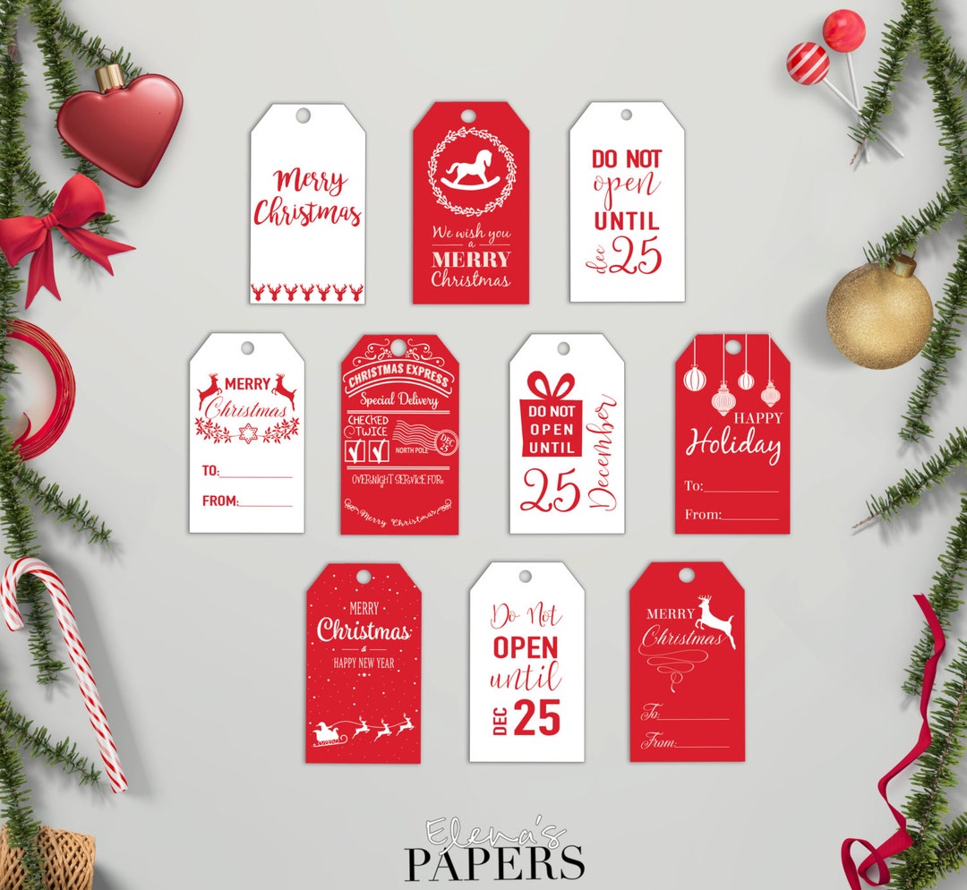 Printable CHRISTMAS GIFT Tags_holiday Gift Tags_red and White Christmas ...
