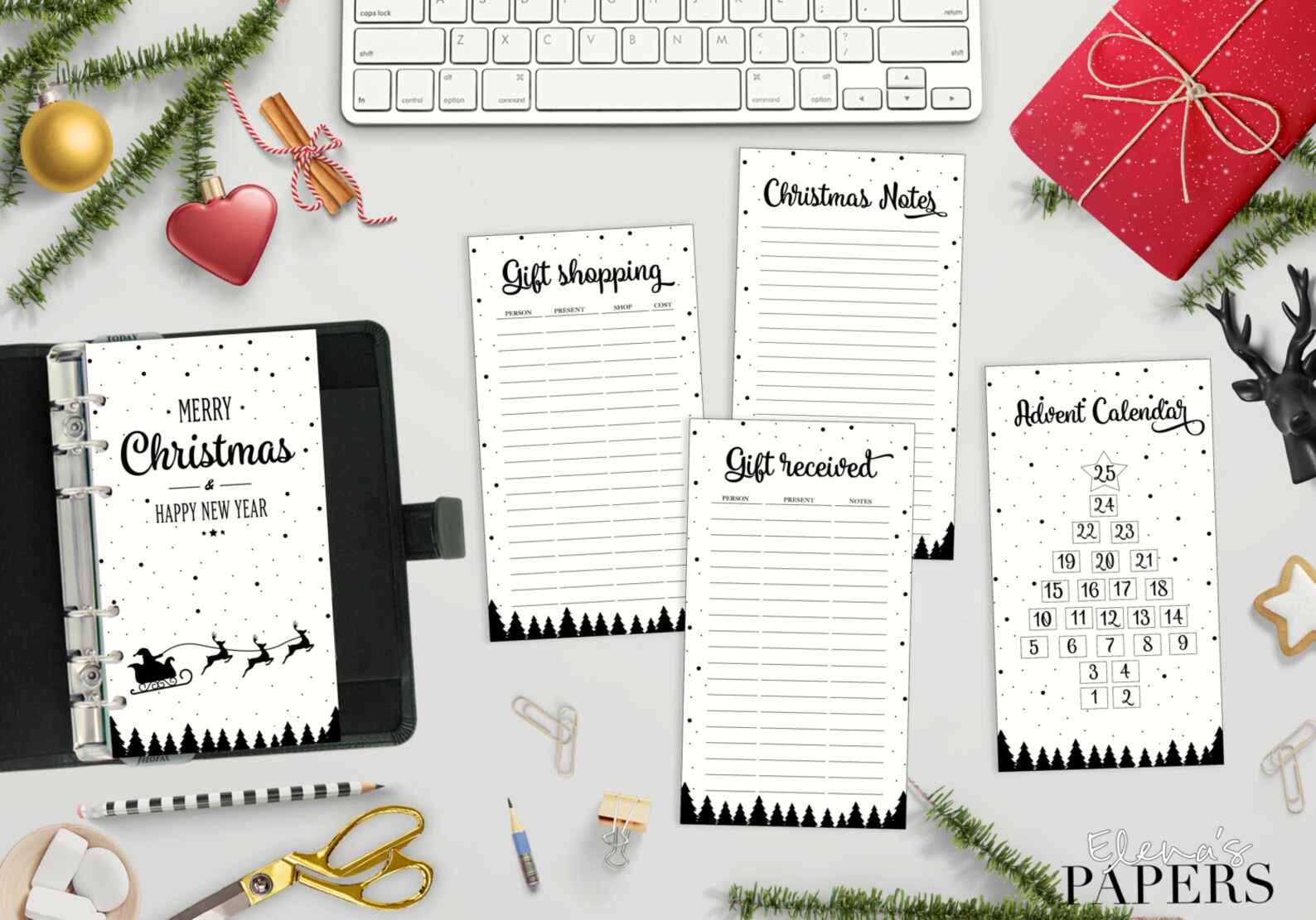 Printable CHRISTMAS Inserts black & White Style - Etsy