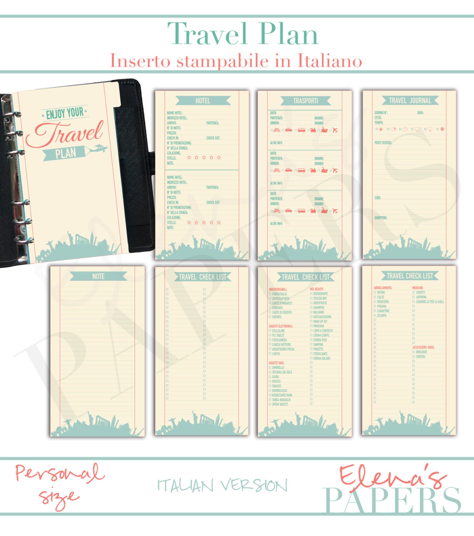 TRAVEL PLAN in Italiano_personal - Etsy