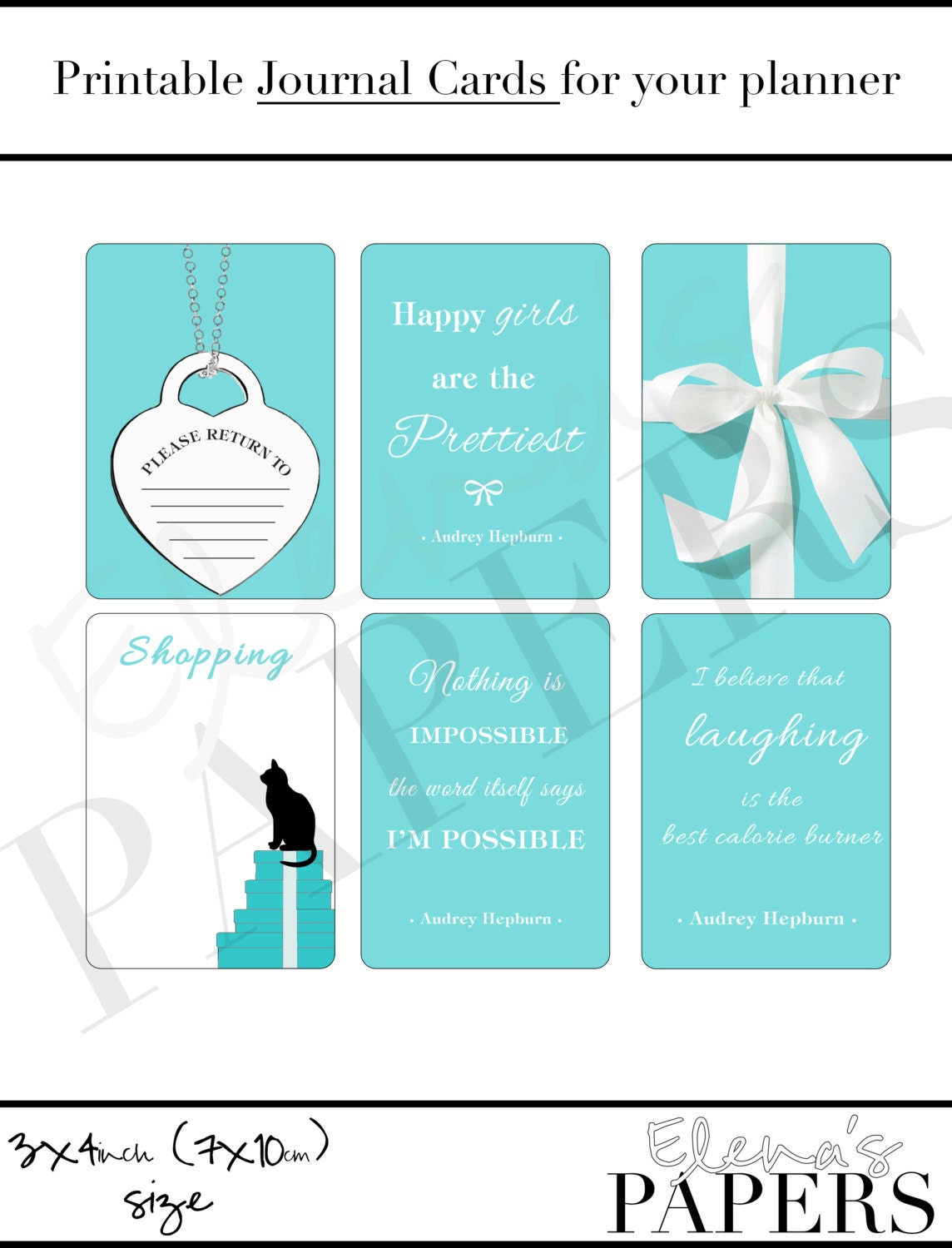 Printable Journal Cards for Your Planner "audrey Style" - Etsy Australia
