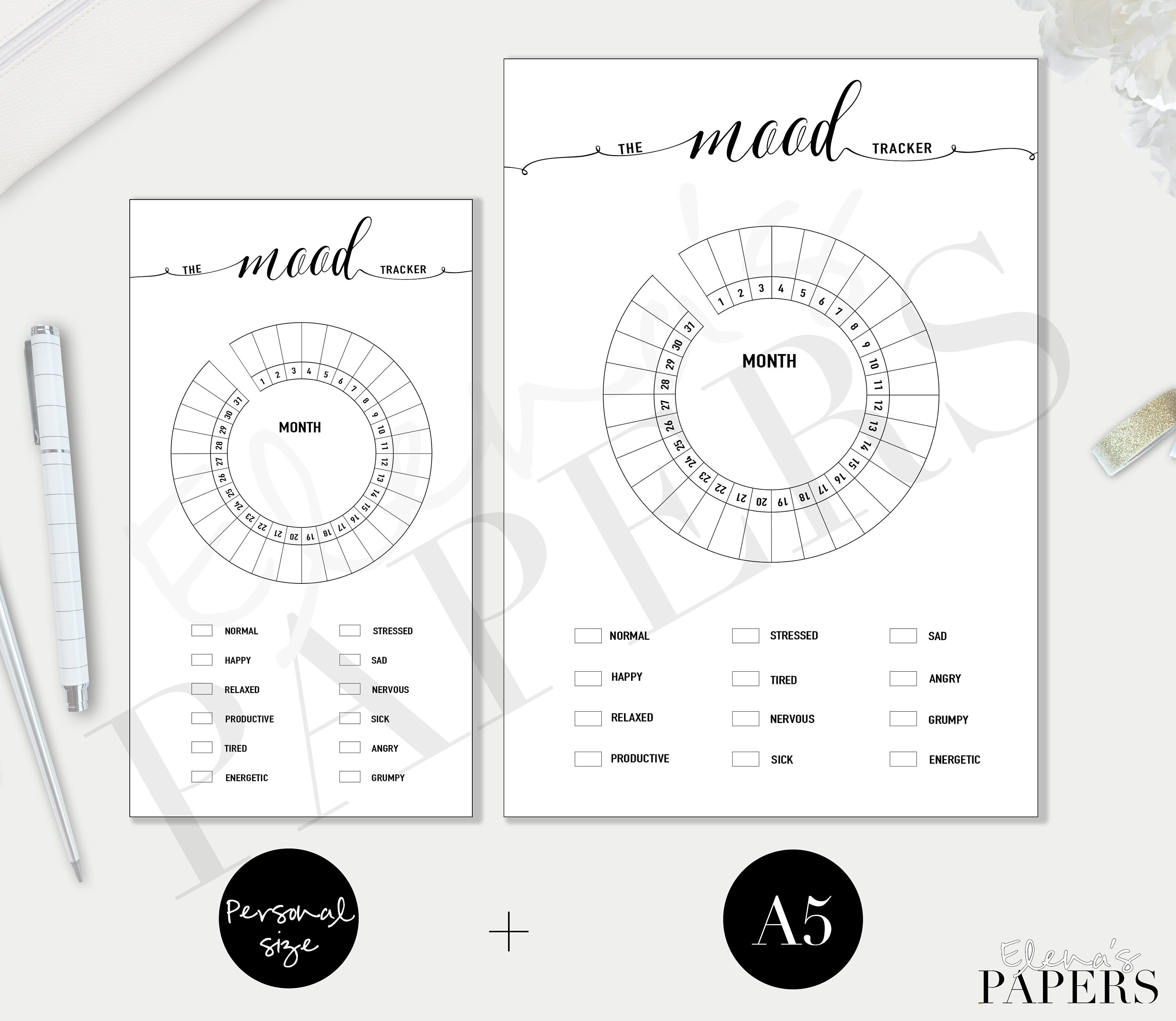 Printable MOOD TRACKER Insert for Your Personal A5 and A4 - Etsy