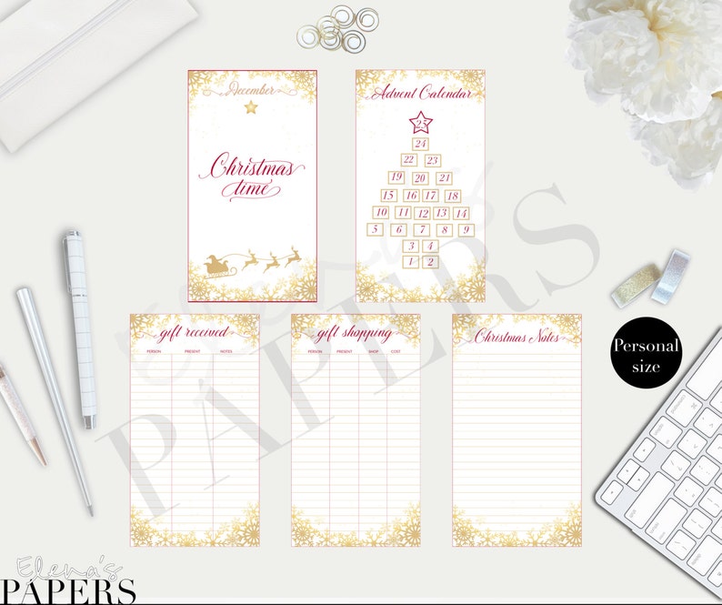 Printable Personal GOLD CHRISTMAS Inserts for Your Personal | Etsy