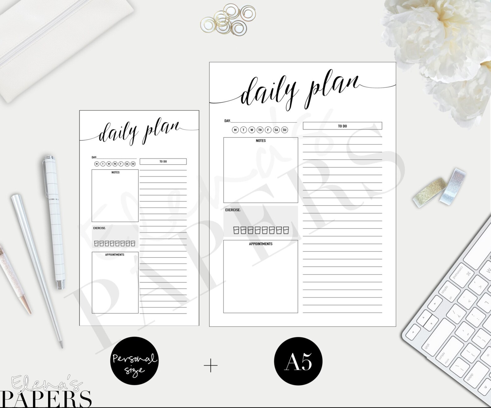 Printable DAILY PLAN Insert for Your Personal A5 and Pocket - Etsy