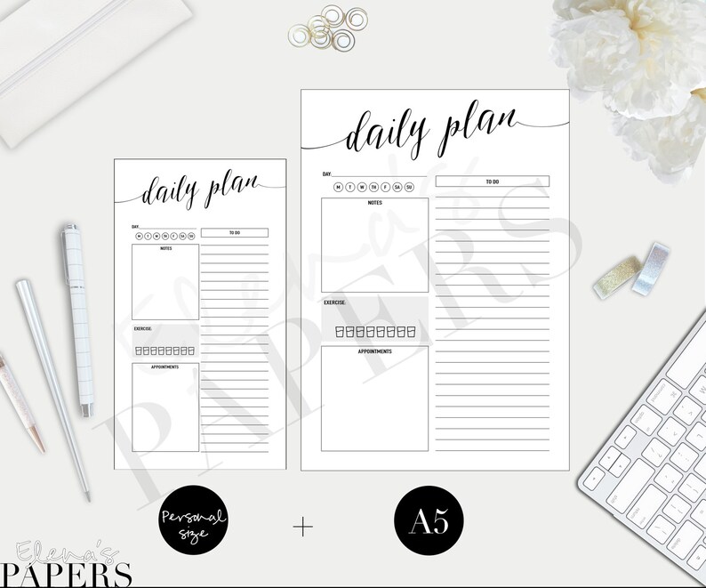 Printable DAILY PLAN Insert for Your Personal A5 and Pocket - Etsy