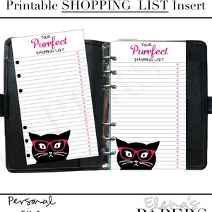 A Cute Black Cat SHOPPING LIST Insert for Your Personal Planner_cat Pdf ...