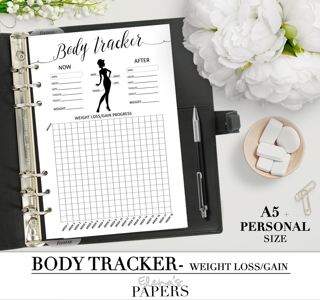 Printable Body Progress Tracker Insert for Your Personal, A5, Letter ...