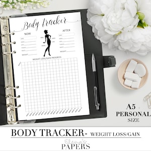 Printable Body Progress Tracker Insert for Your Personal, A5, Letter ...