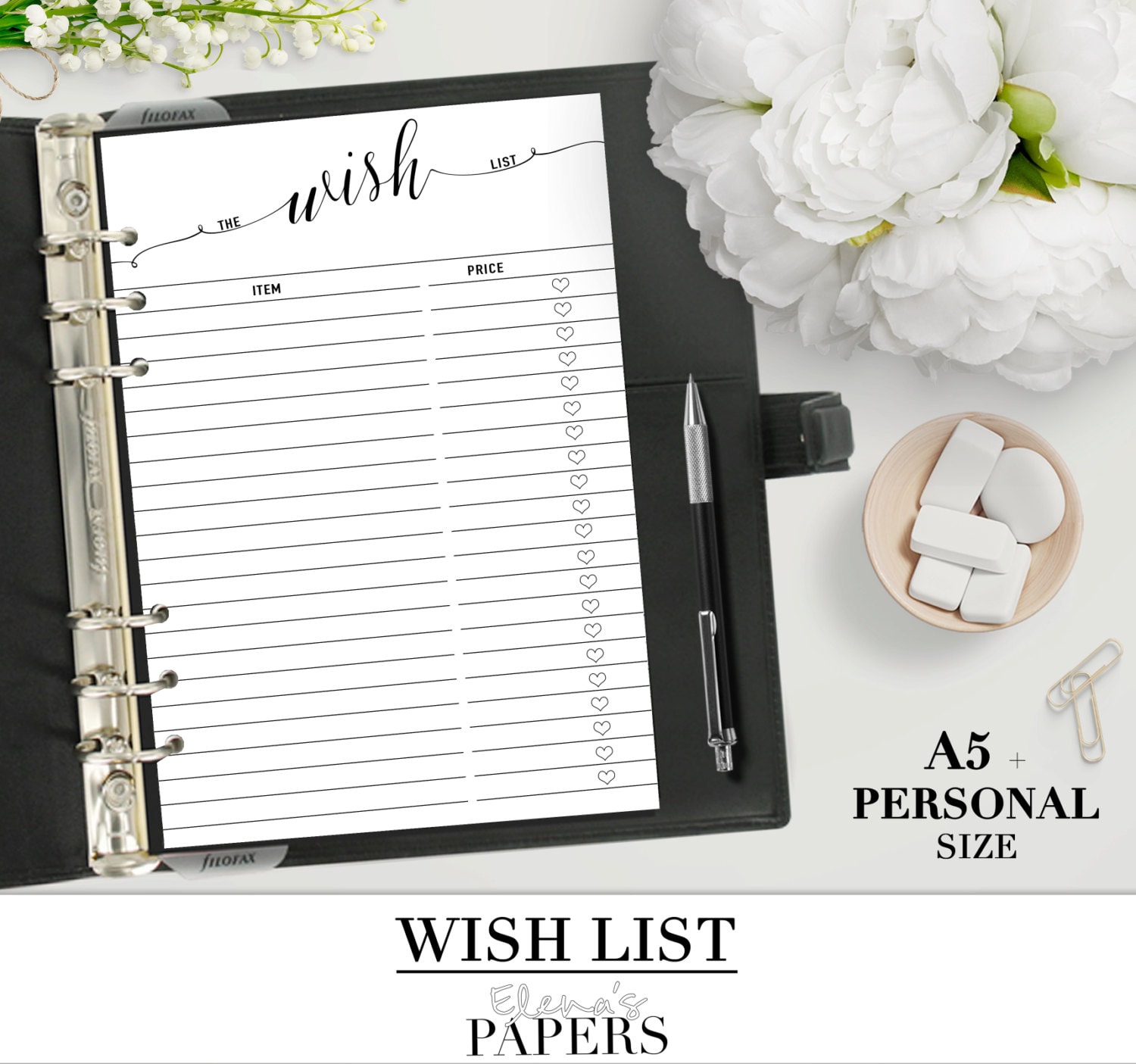 Printable WISH LIST for Your Personal, A5, Happy Planner and Letter ...