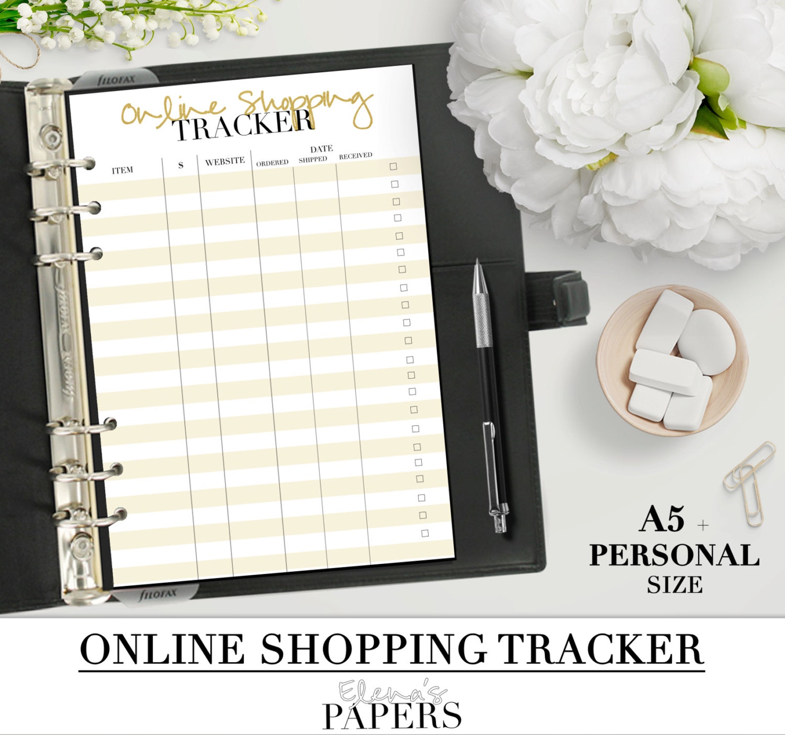 Printable ONLINE SHOPPING TRACKER Insert for Your Personal and - Etsy