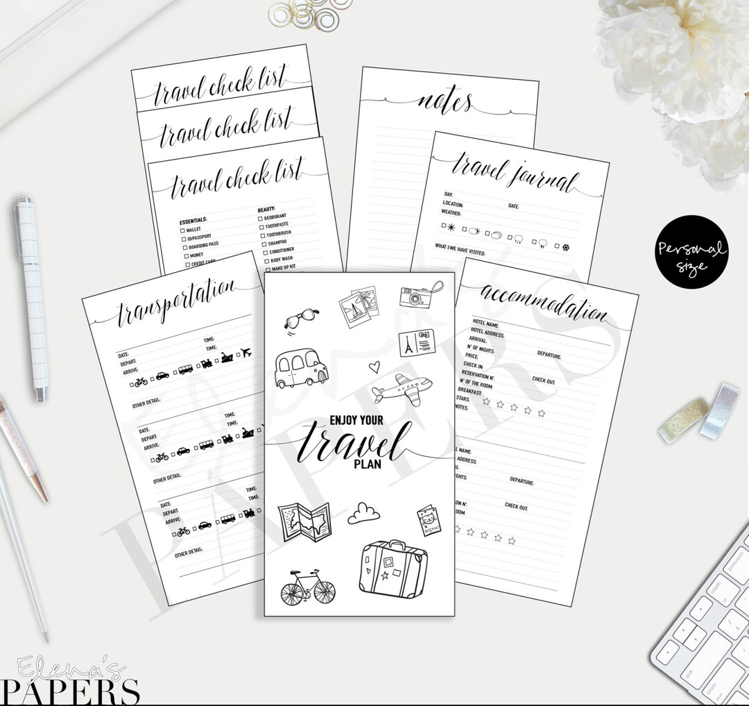 Printable TRAVEL PLAN Inserts for Your Personal and Pocket Planner_trip Journal_vacation_travel ...