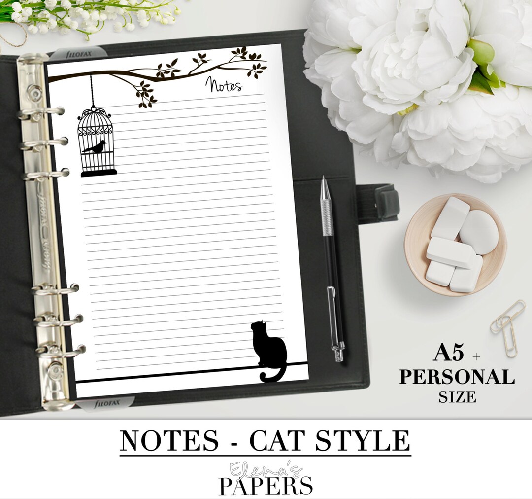 A Cute Black Cat NOTES Insert for Your Personal and A5 Planner_cat Pdf ...