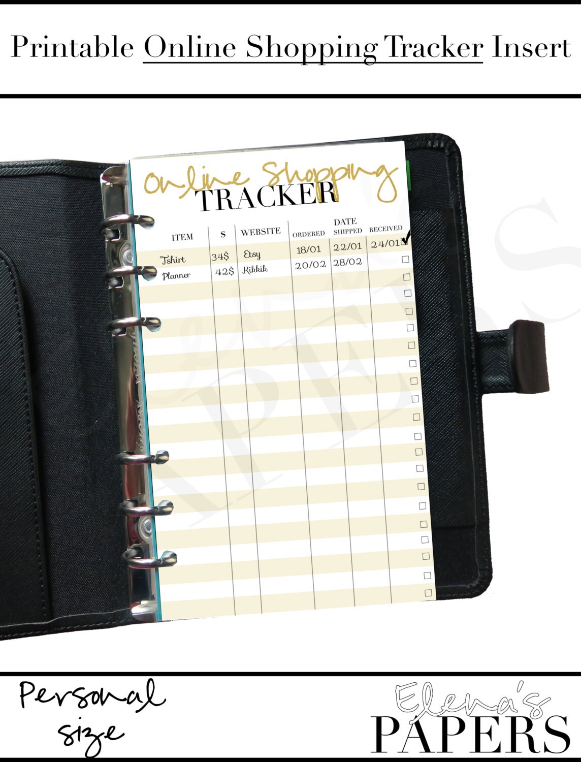 Printable ONLINE SHOPPING TRACKER Insert for Your Personal and - Etsy