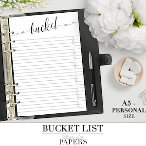 Printable BUCKET LIST for Your Personal and A5 Planner_life Goals ...