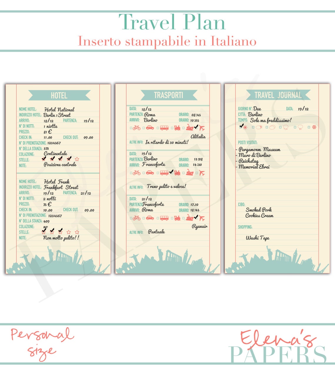 TRAVEL PLAN in Italiano_personal - Etsy