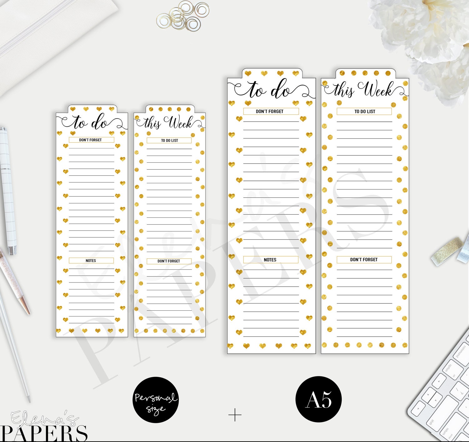 Printable to DO and THIS WEEK Bookmarks for Your Personal A5 | Etsy