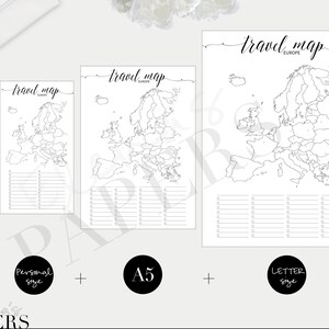 Printable TRAVEL EUROPE MAP Insert for Your Personal, A5 and Letter ...