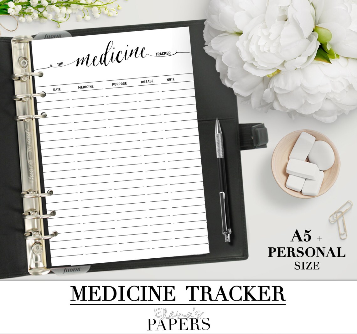 Printable MEDICINE TRACKER Insert for Your Personal Letter - Etsy Norway