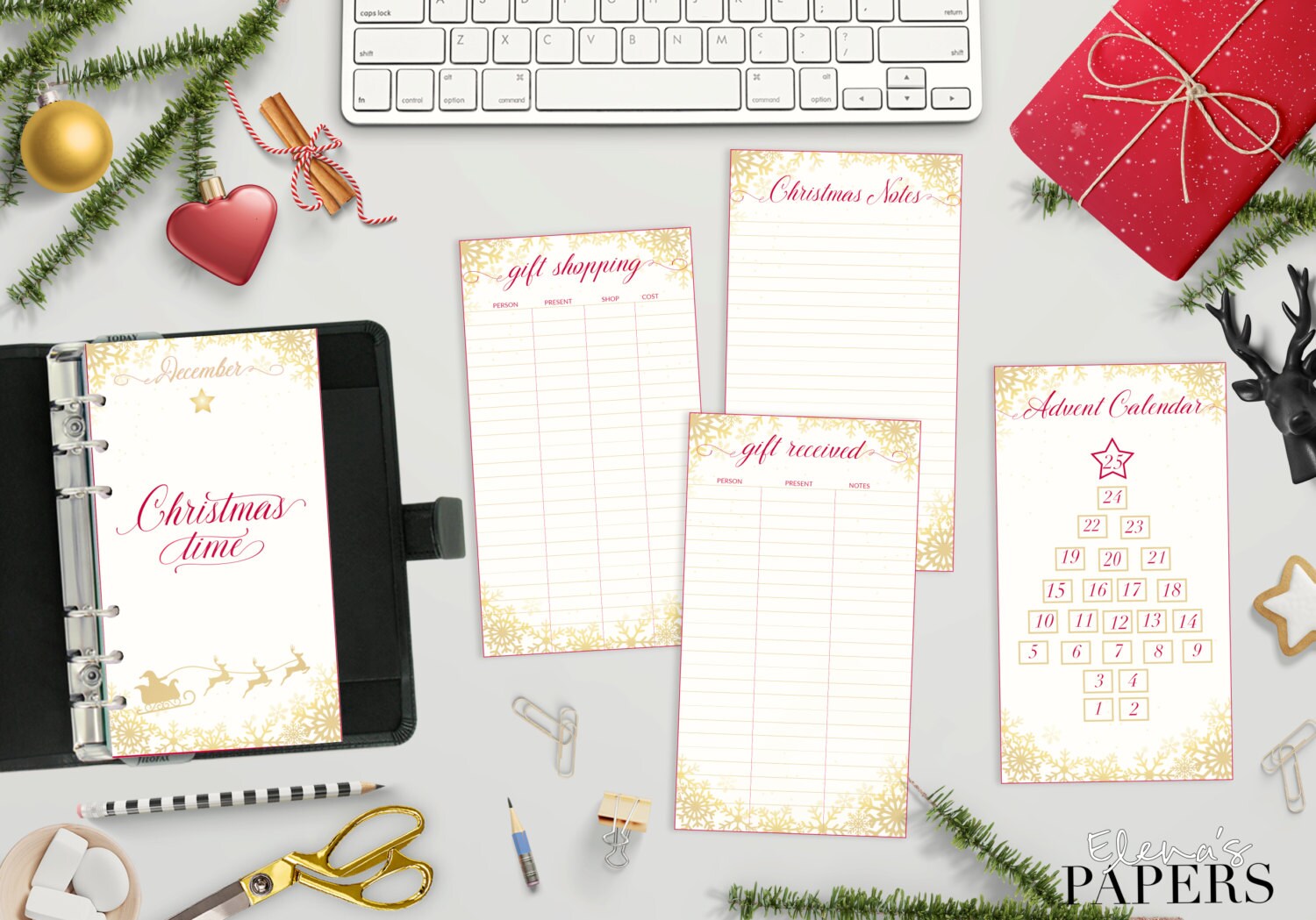 Printable Personal GOLD CHRISTMAS Inserts for Your Personal | Etsy