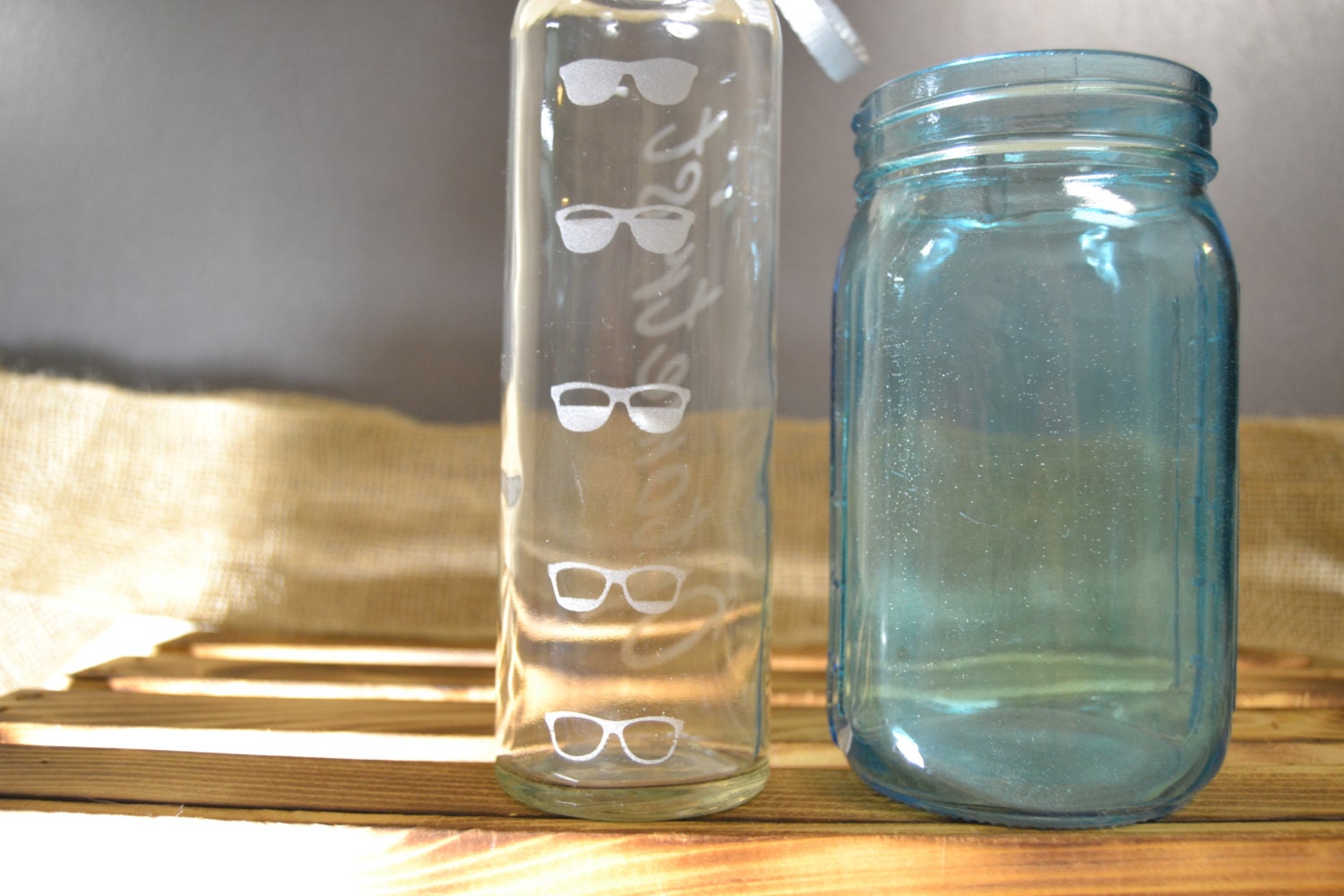 Optometrist Etched Glass Water Bottle With Glasses Drinking Levels - Etsy