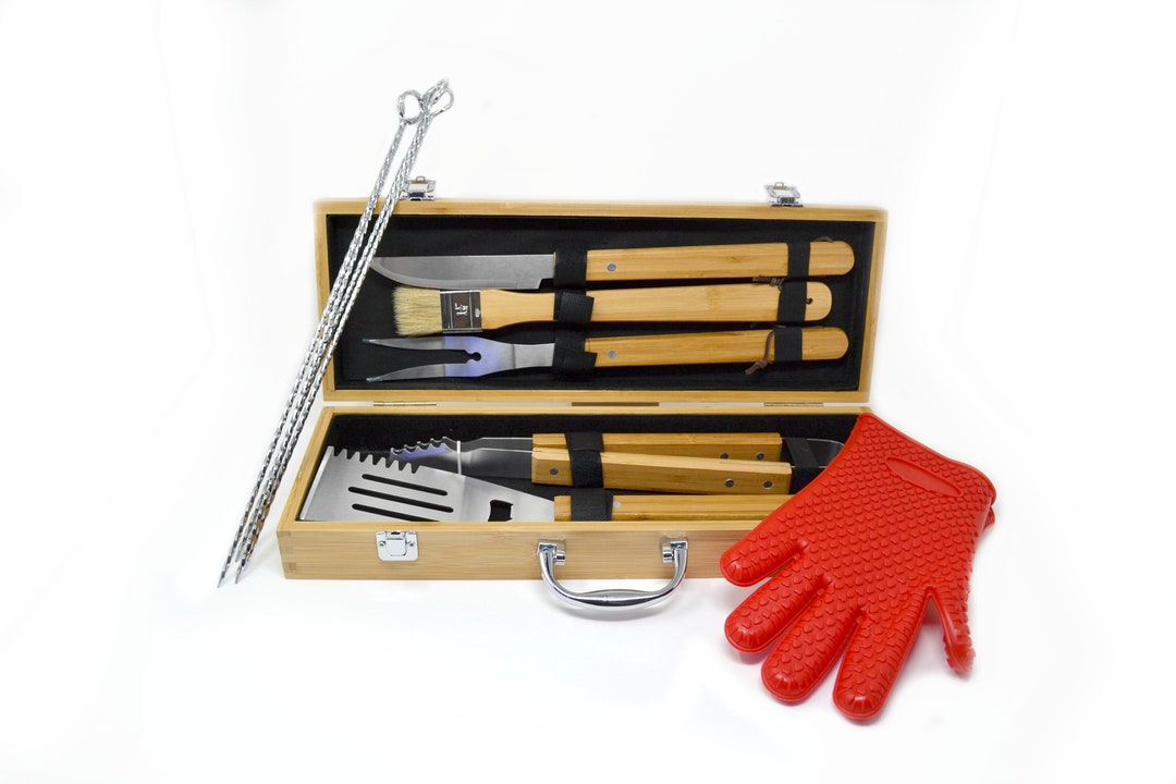 Bamboo Grill Set Newlyweds, BBQ Tool Set Engraved, Wedding Gift, BBQ ...