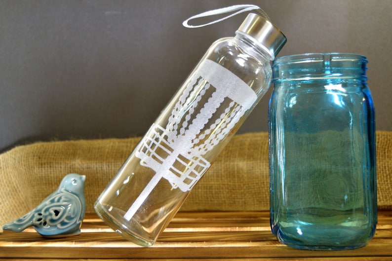 Disc Golf Glass Water Bottle With Etched Disk Basket | Etsy