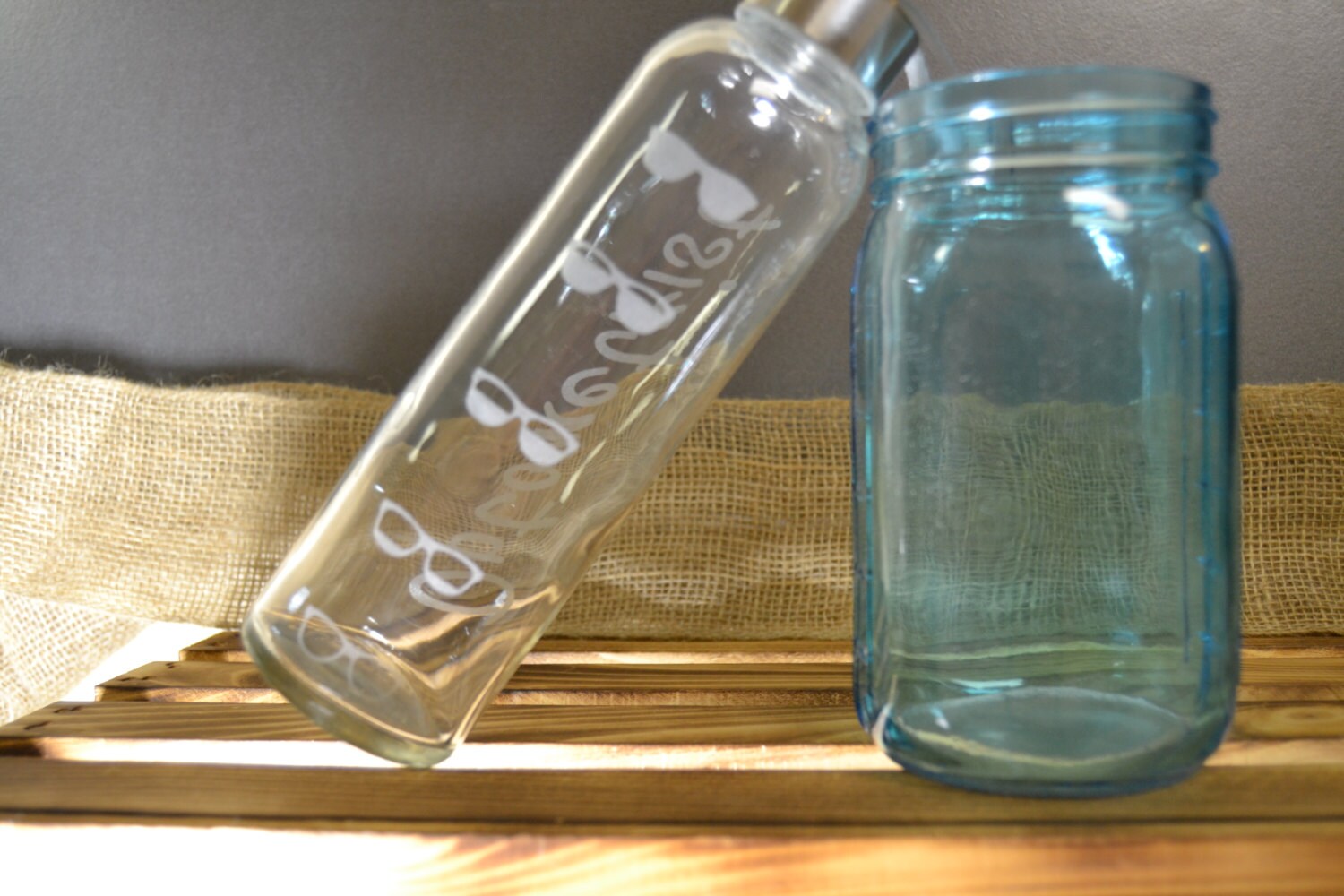 Optometrist Etched Glass Water Bottle With Glasses Drinking - Etsy