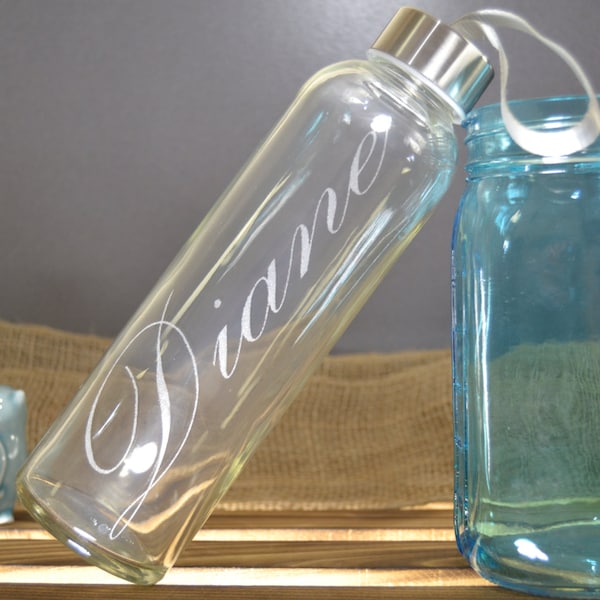 Glass Water Bottle - Etsy