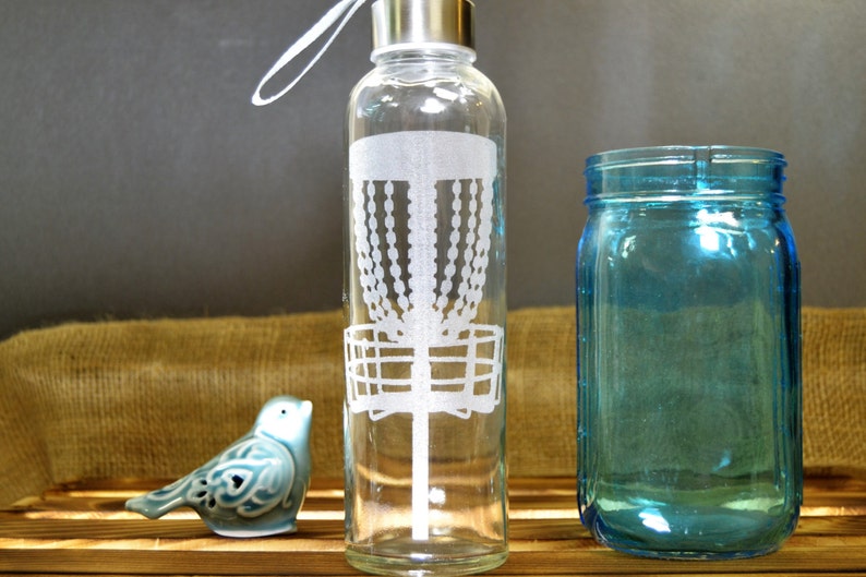Disc Golf Glass Water Bottle With Etched Disk Basket | Etsy