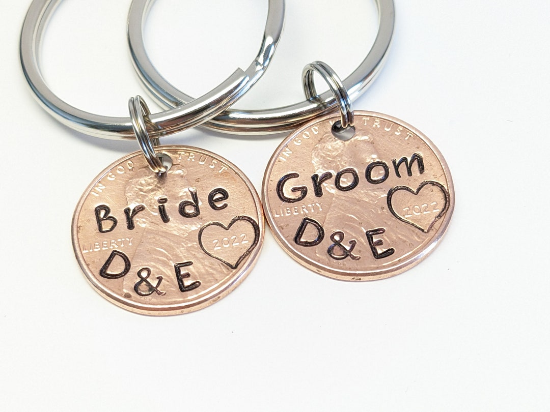 Personalized Wedding Couple Keychain Set, Handcrafted Keepsakes, Custom ...