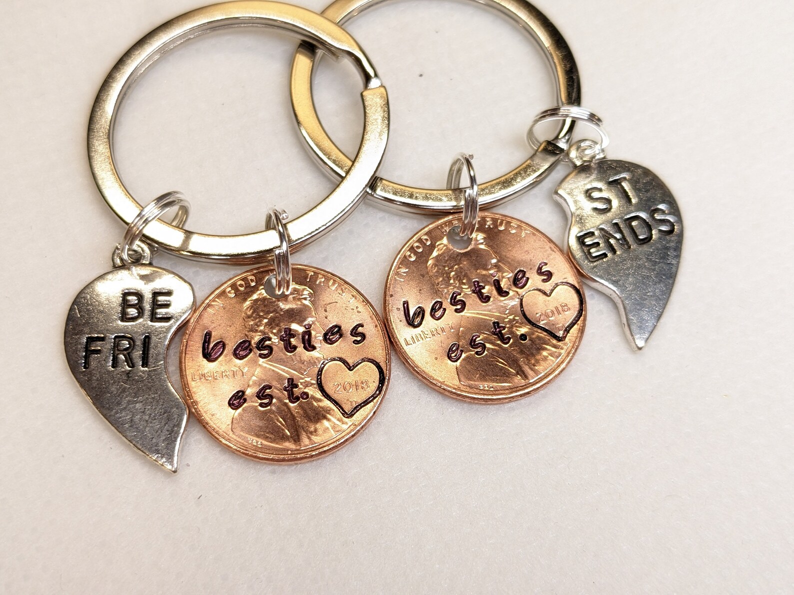 Besties Keychain Gift Matching Friend Keychains Split Heart - Etsy