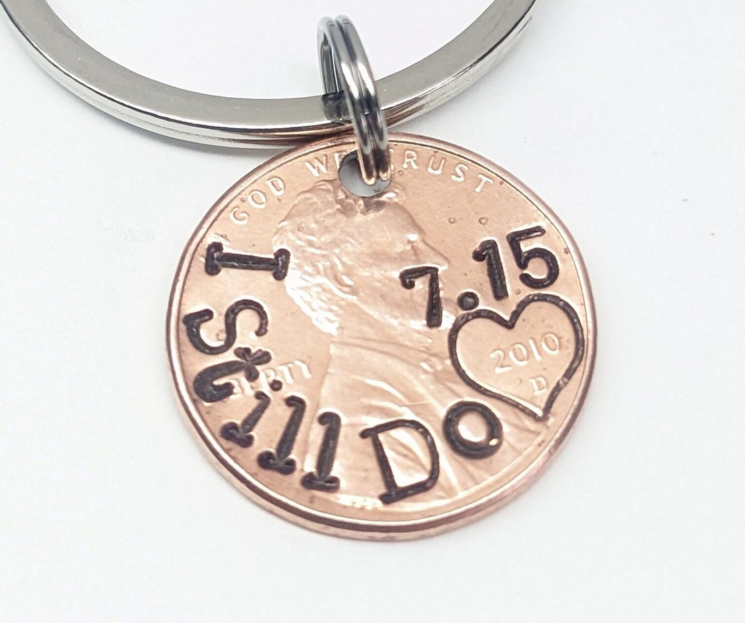 Penny Keychain-custom 7th Anniversary-lucky-me-gift-men-husband ...