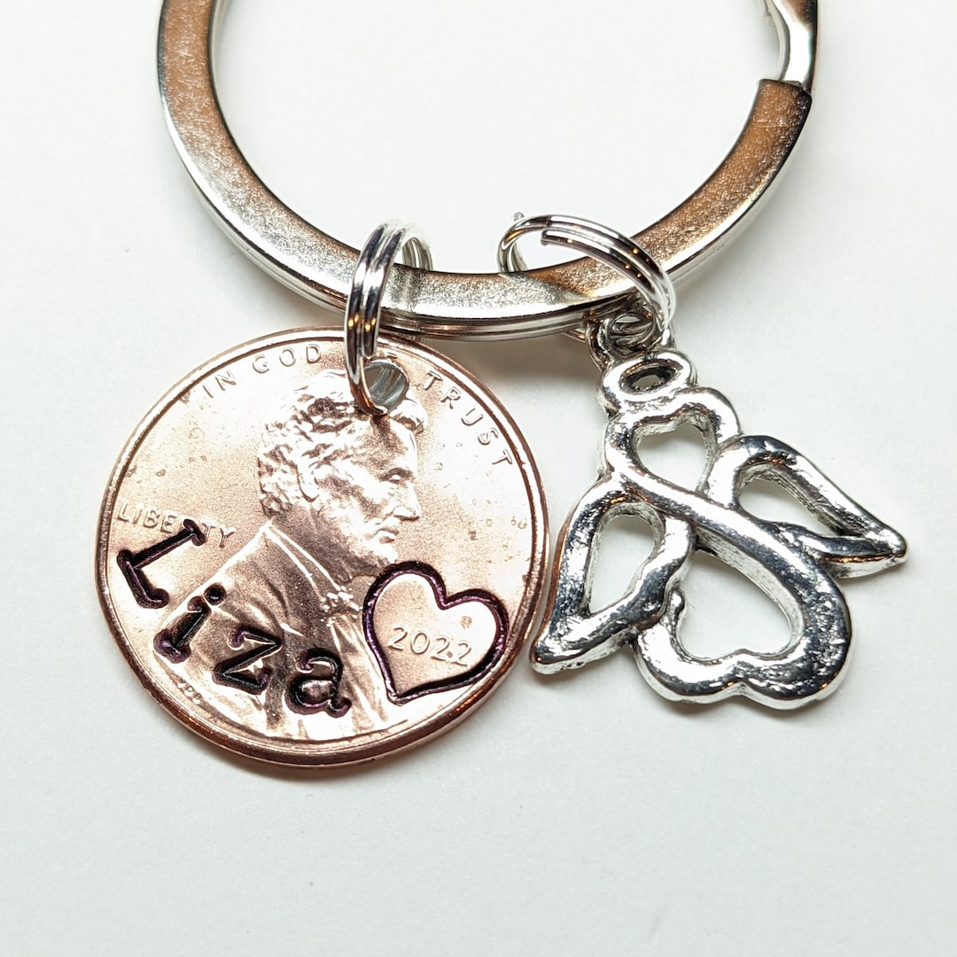 Personalized Remembrance Penny From Heaven Keychain With Angel or Angel ...