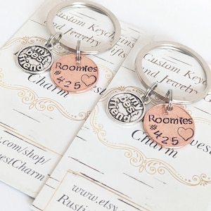 Personalized Roommate Keychain Set, Room Number Keychains, College ...