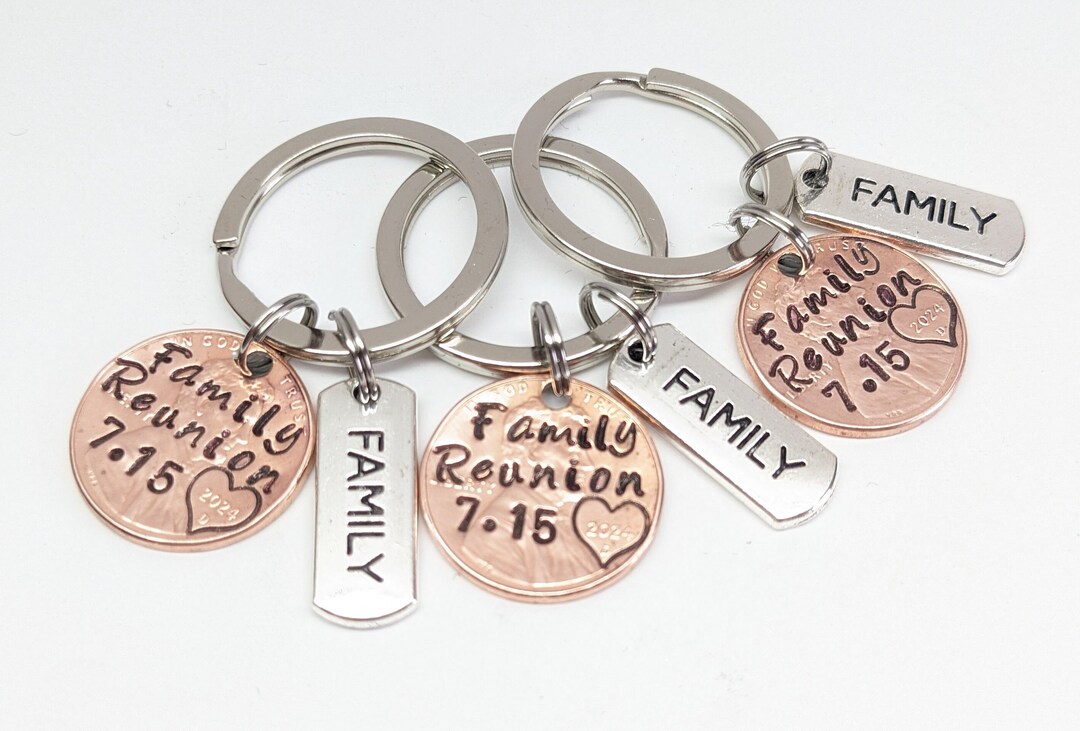 Personalized Hand-stamped Family Reunion Penny Keychain Keepsake ...