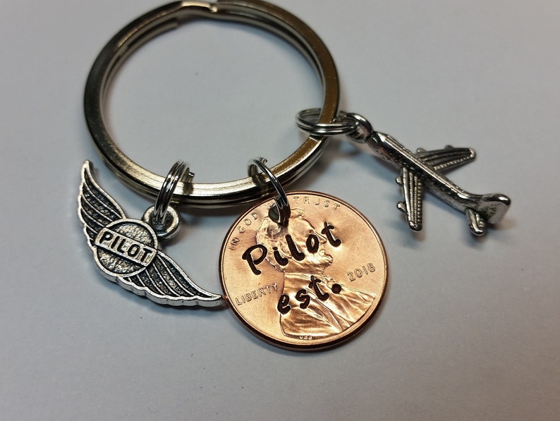 Pilot Custom Lucky Penny Keychain New Pilot Pilot Airplane | Etsy