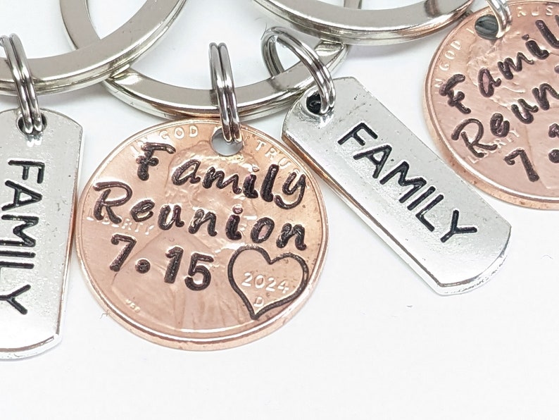 Personalized Hand-stamped Family Reunion Penny Keychain Keepsake ...