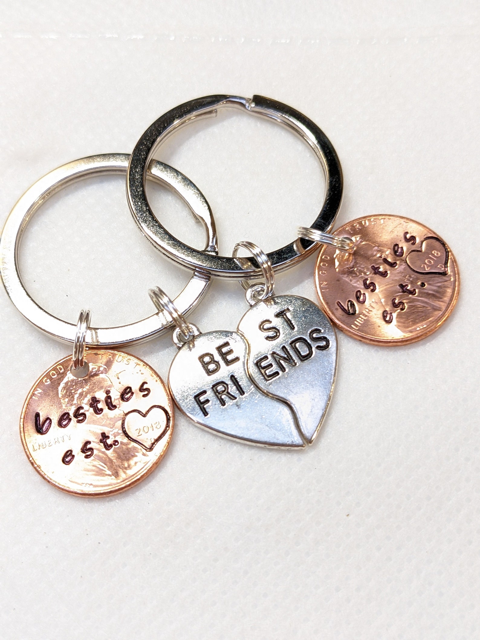 Besties Keychain Gift Matching Friend Keychains Split Heart - Etsy