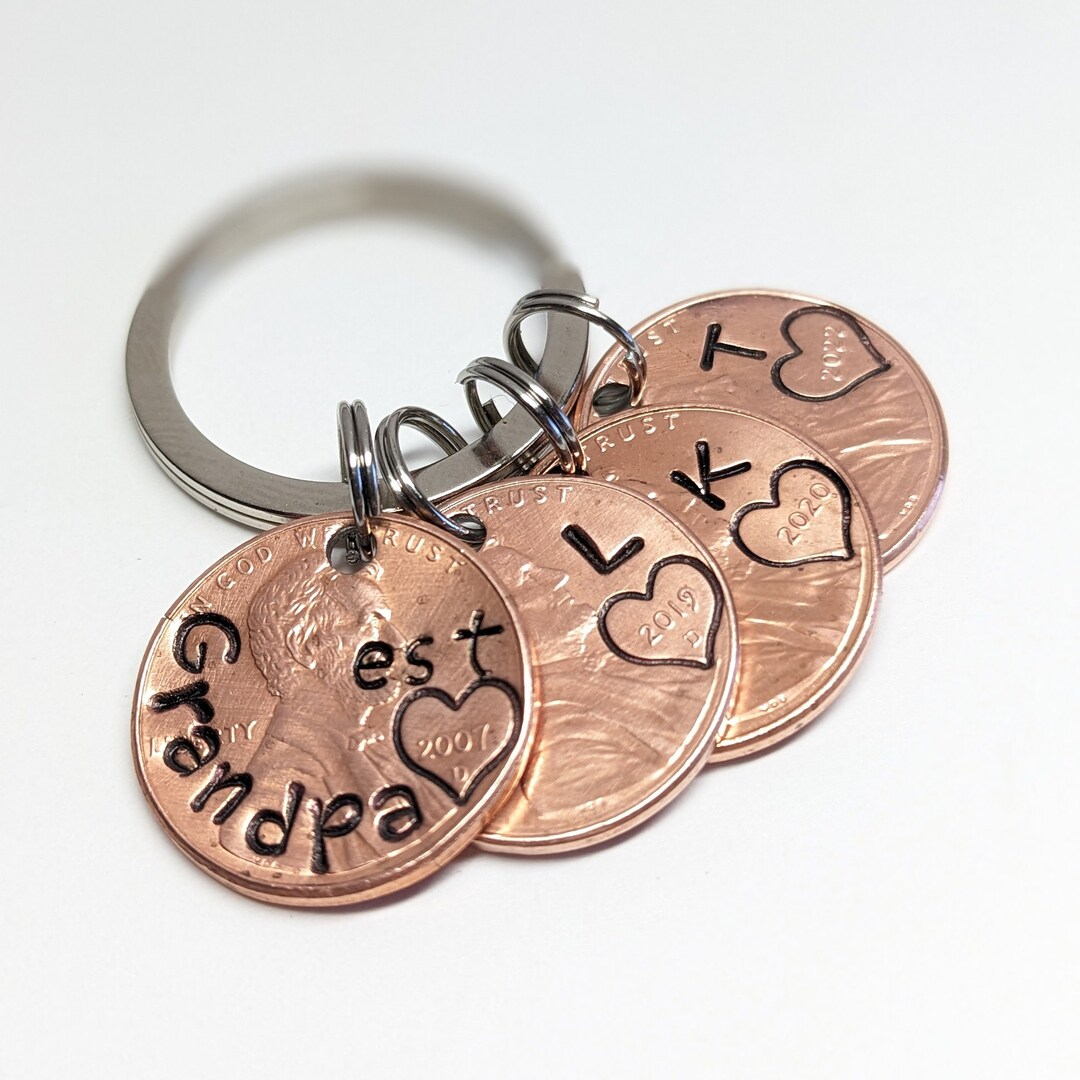 Personalized Grandpa Keychain, Custom Engraved Gift for Grandfather ...