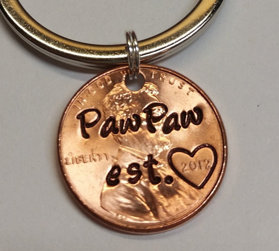 Personalized, Pawpaw Grandpa Keychain, Lucky Penny Key Chain, Penny ...