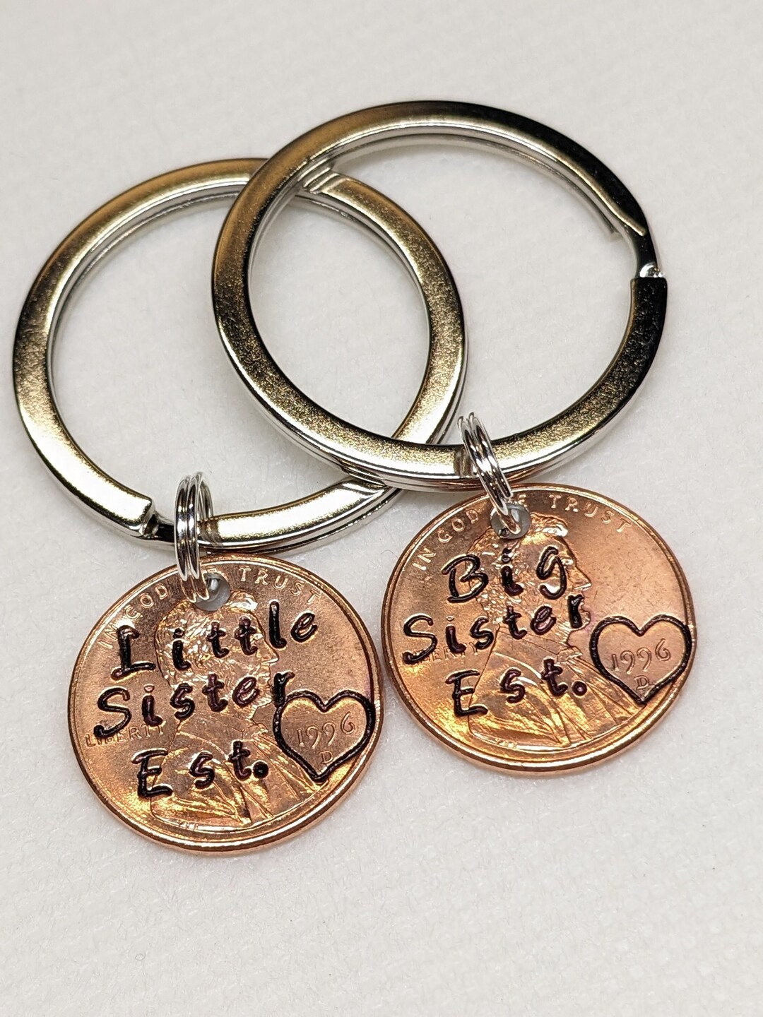 Personalized Penny Keychain, Sisters, Little Sister, Big Sister Gifts ...