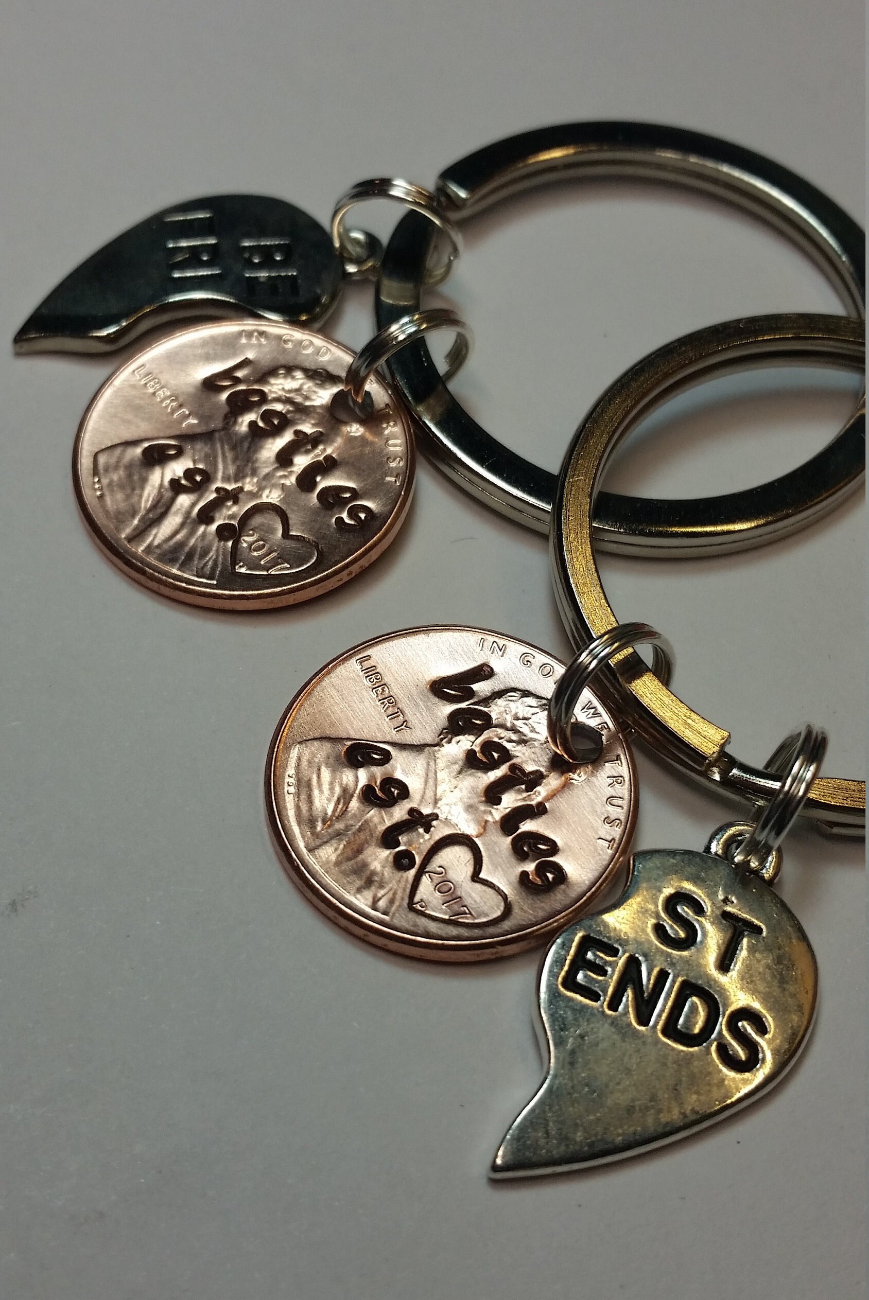Besties Keychain Gift Matching Friend Keychains Silver Split | Etsy