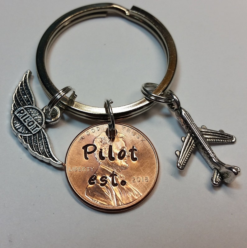 Pilot Custom Lucky Penny Keychain, New Pilot, Pilot, Airplane and Pilot ...