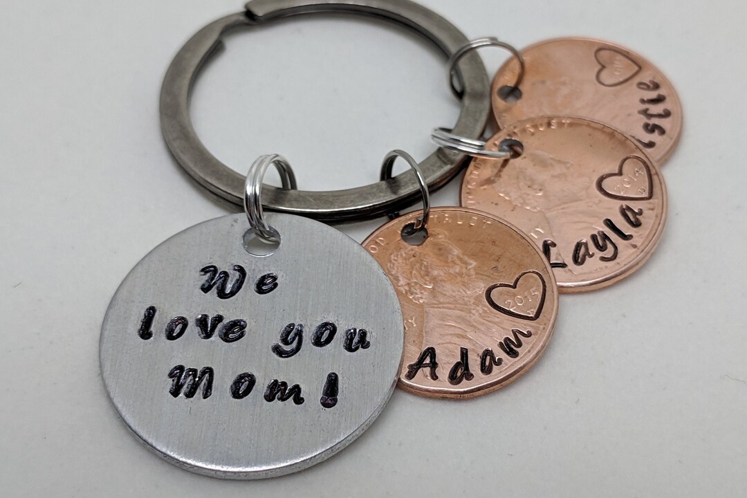 Personalized Gift, We Love You Mom, Penny Keychain, Gifts From Kids to ...