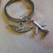 Pilot Key Chain, Gift for Pilot, Silver Airplane and Pilot Wings Charms ...