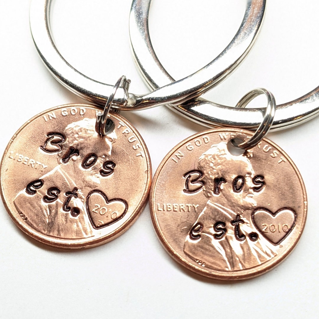 Bros Custom Lucky Penny Keychain Set, Best Bro, Bro Gift, Gift for My ...