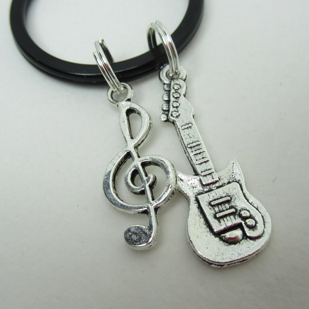 Guitar and Clef Symbol Musicians Keychain Gift, Gifts for Musicians ...