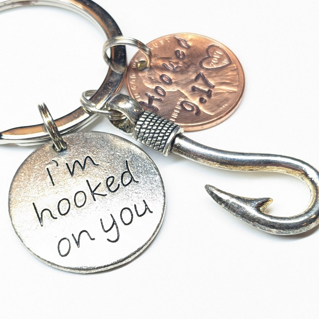 Personalized Anniversary Hooked on You Keychain Gift, Lucky Penny ...