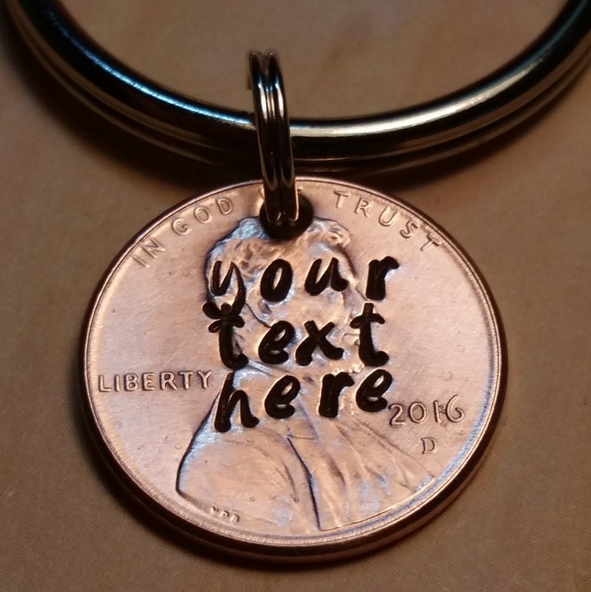 Personalized Penny Keychain Custom Text Keychains Gifts for - Etsy